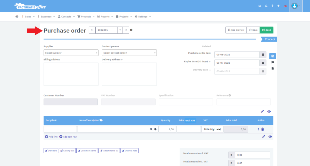 Create Purchase Order - Free Online Invoicing & Billing Software